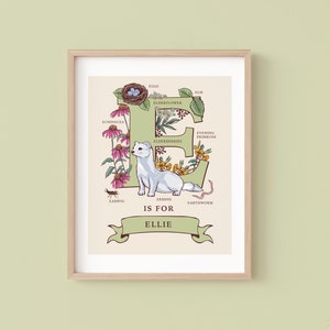 Personalised Letter E Print, Initial E Wall Art, Nature Guide Monogram ...