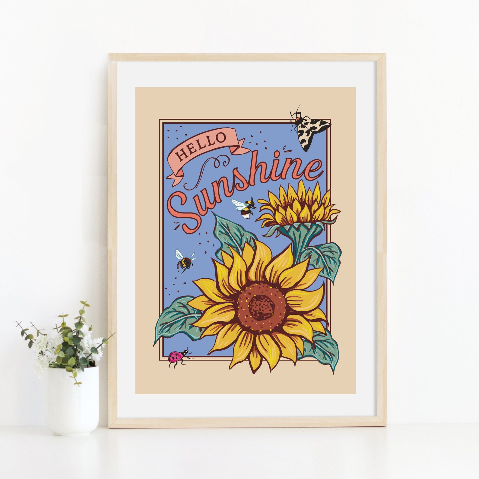 Hello Sunshine Wall Art Print, Garden Humour Print of Sunflowers - Etsy