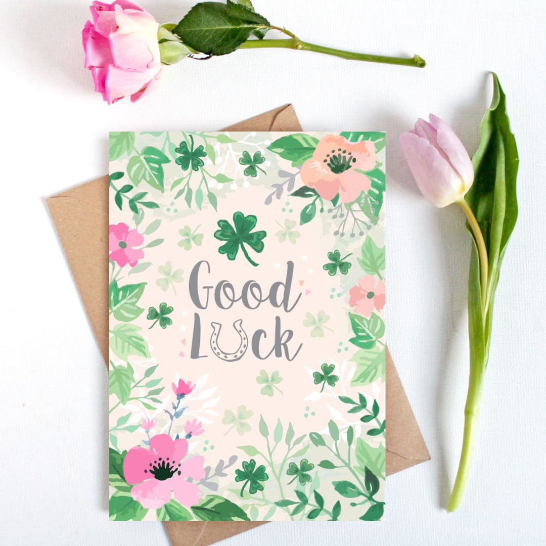 Good Luck Card Large Card A5 Good Luck Luck Card Watercolour Card - Etsy