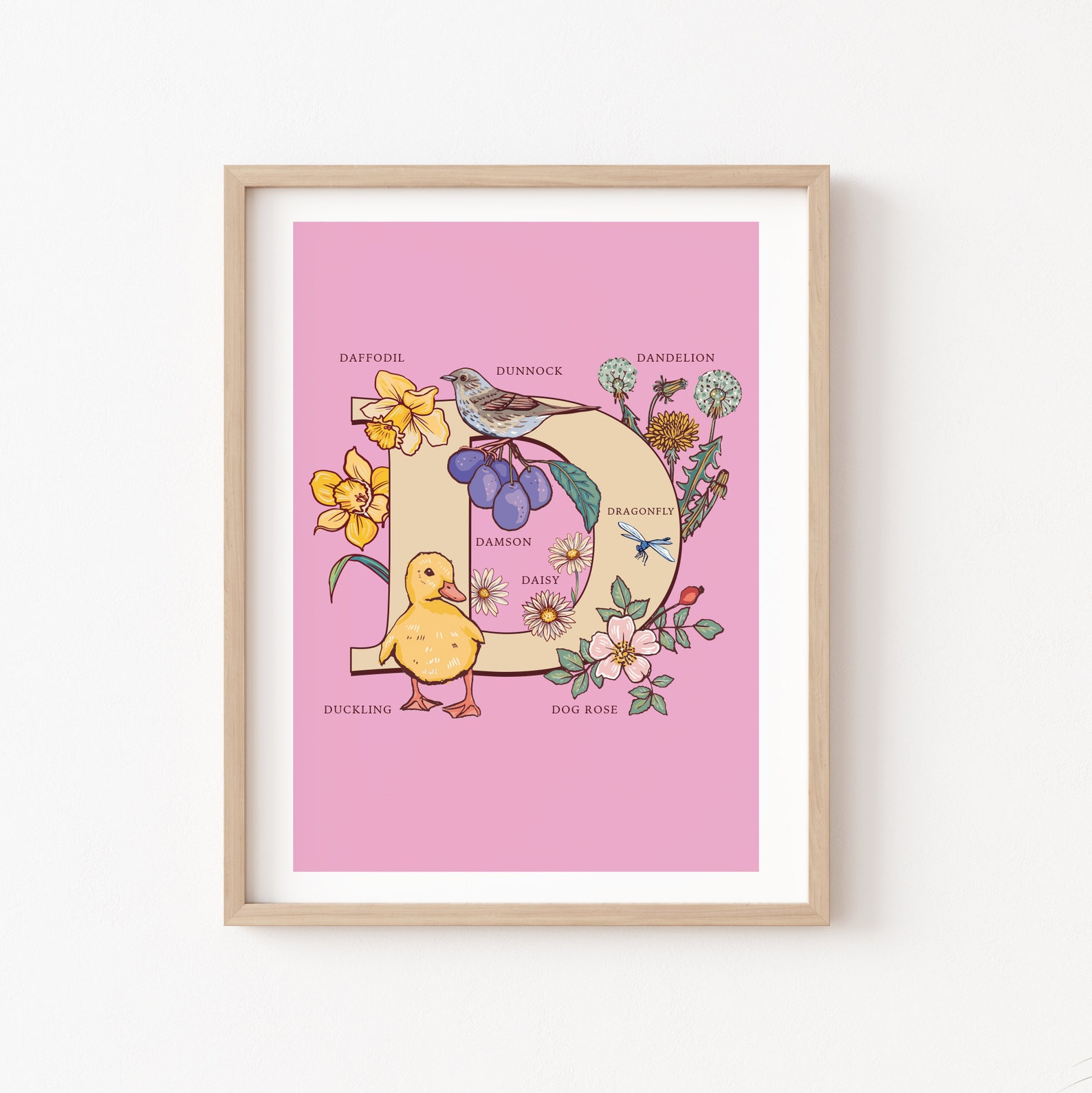 Personalised Letter D Print Initial D Wall Art Nature Guide - Etsy