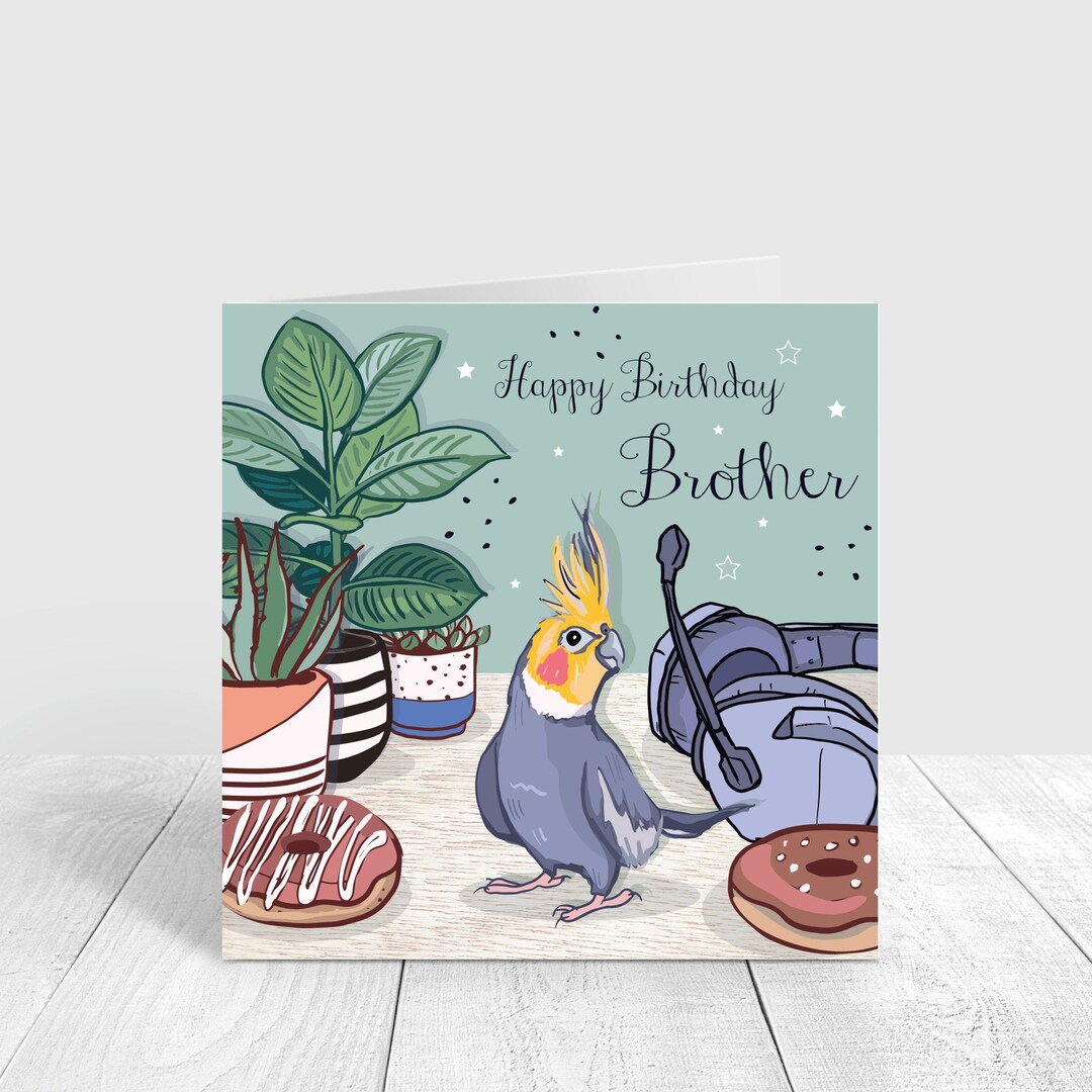 Brother Birthday Card, Cute Pet Cockatiel Card, Teen or Tween Boy ...