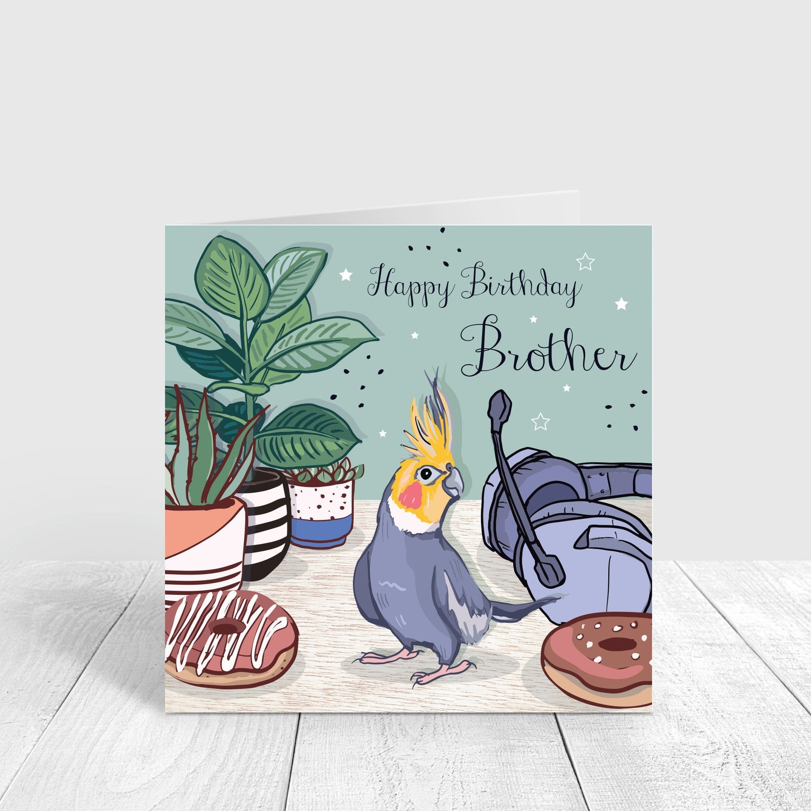Brother Birthday Card Cute Pet Cockatiel Card Teen or Tween | Etsy