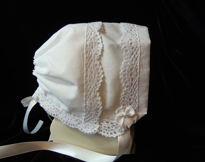 Handkerchief Baby Bonnet CLASSIC LACE White Heirloom Magic Hanky ...