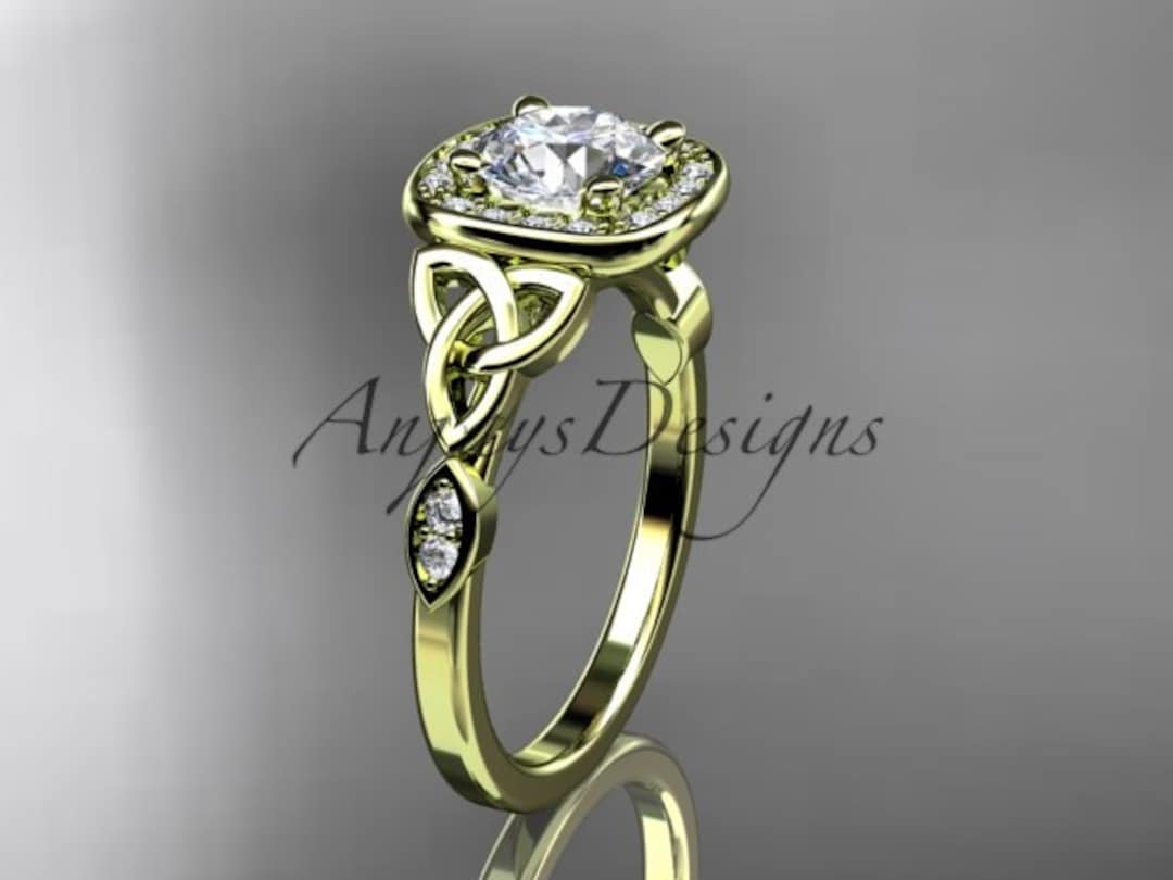 Women's Irish Knot Celtic Engagement Ring Yellow 14k Gold Forever One ...