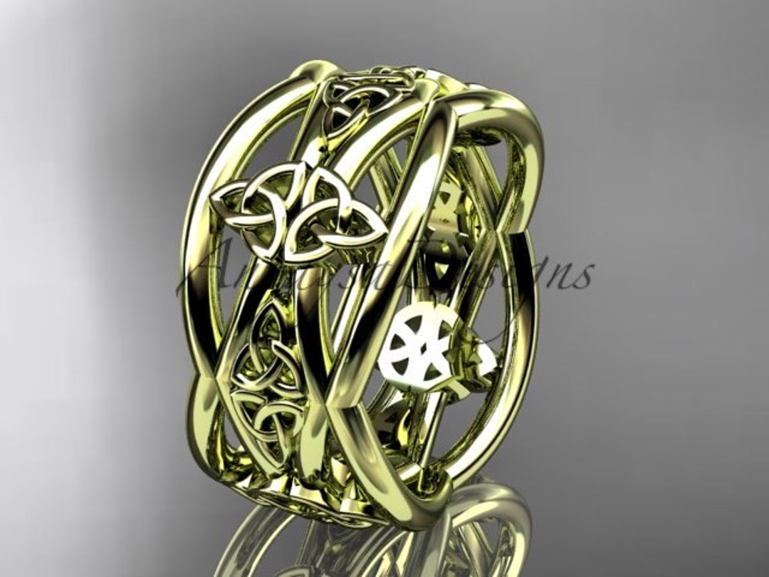 Trinity Knot Celtic Braid Engagement Band Solid Gold 14k Unique Irish ...