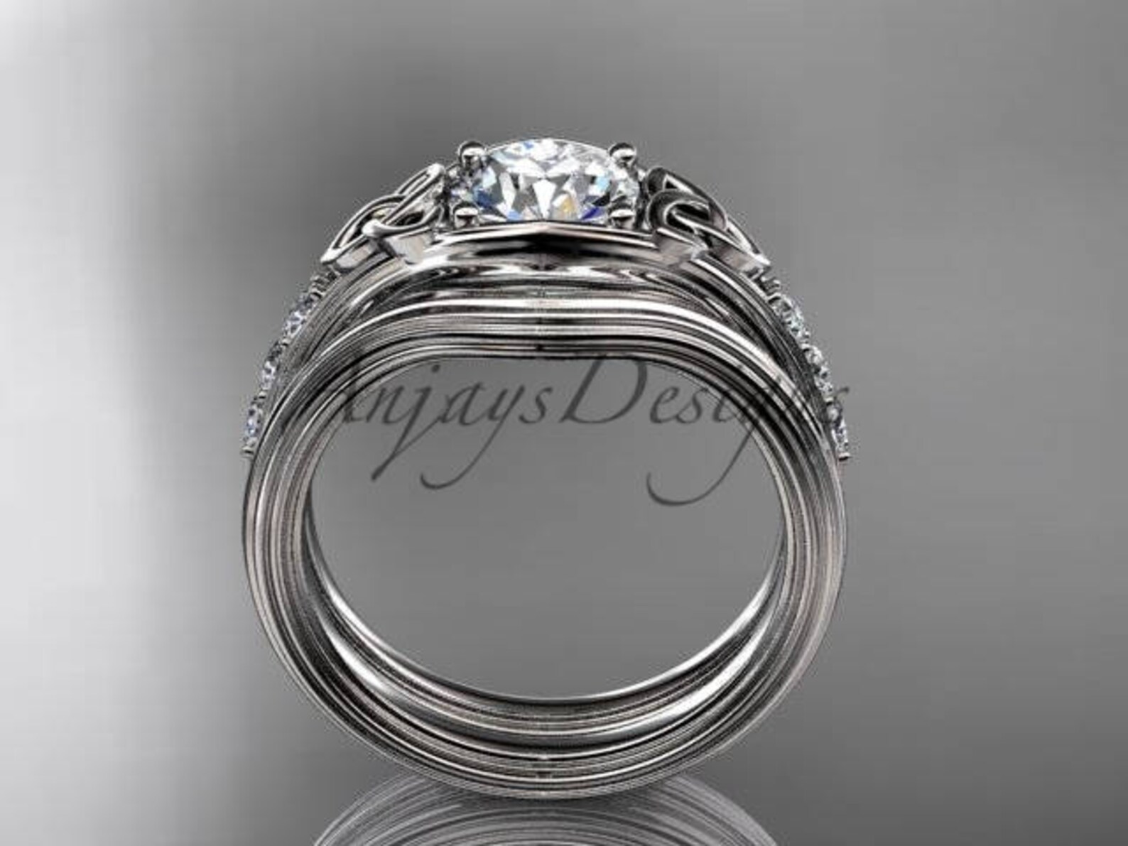 Celtic Knot Engagement Ring Set Celtic Wedding Ring Set White - Etsy