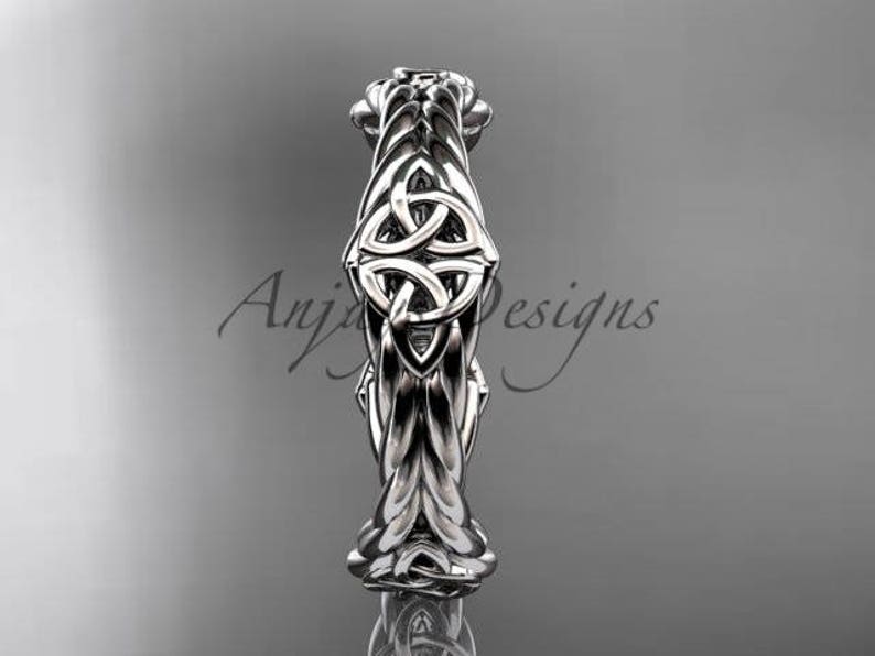 Rope 14k White Gold Celtic Trinity Knot Wedding Band - Etsy