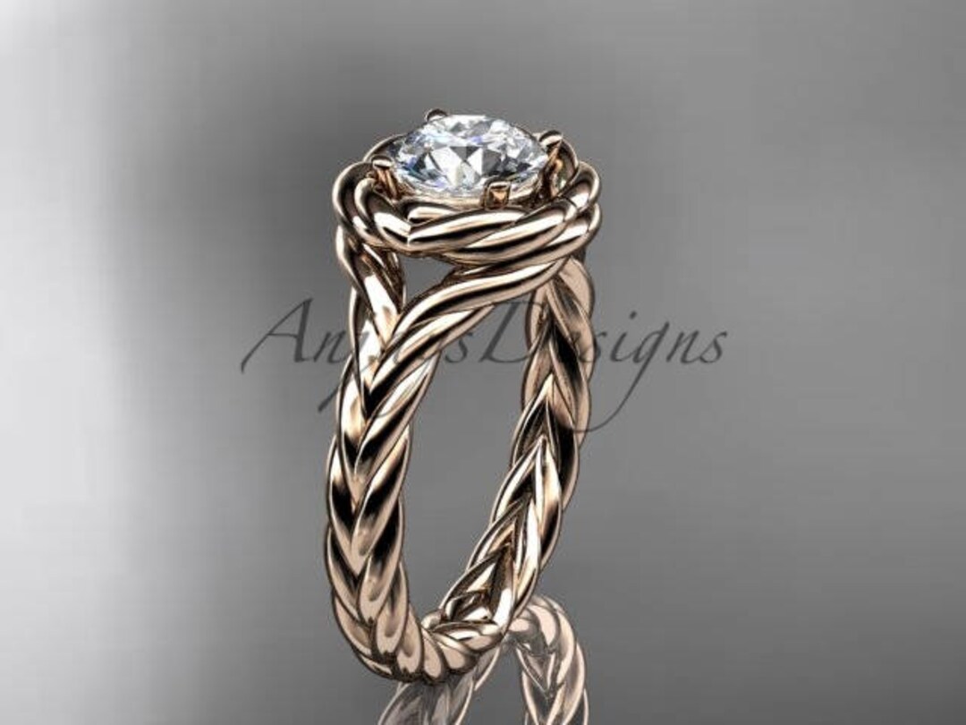 Unique Wedding Rings 14kt Rose Gold Twisted Rope Engagement Ring - Etsy