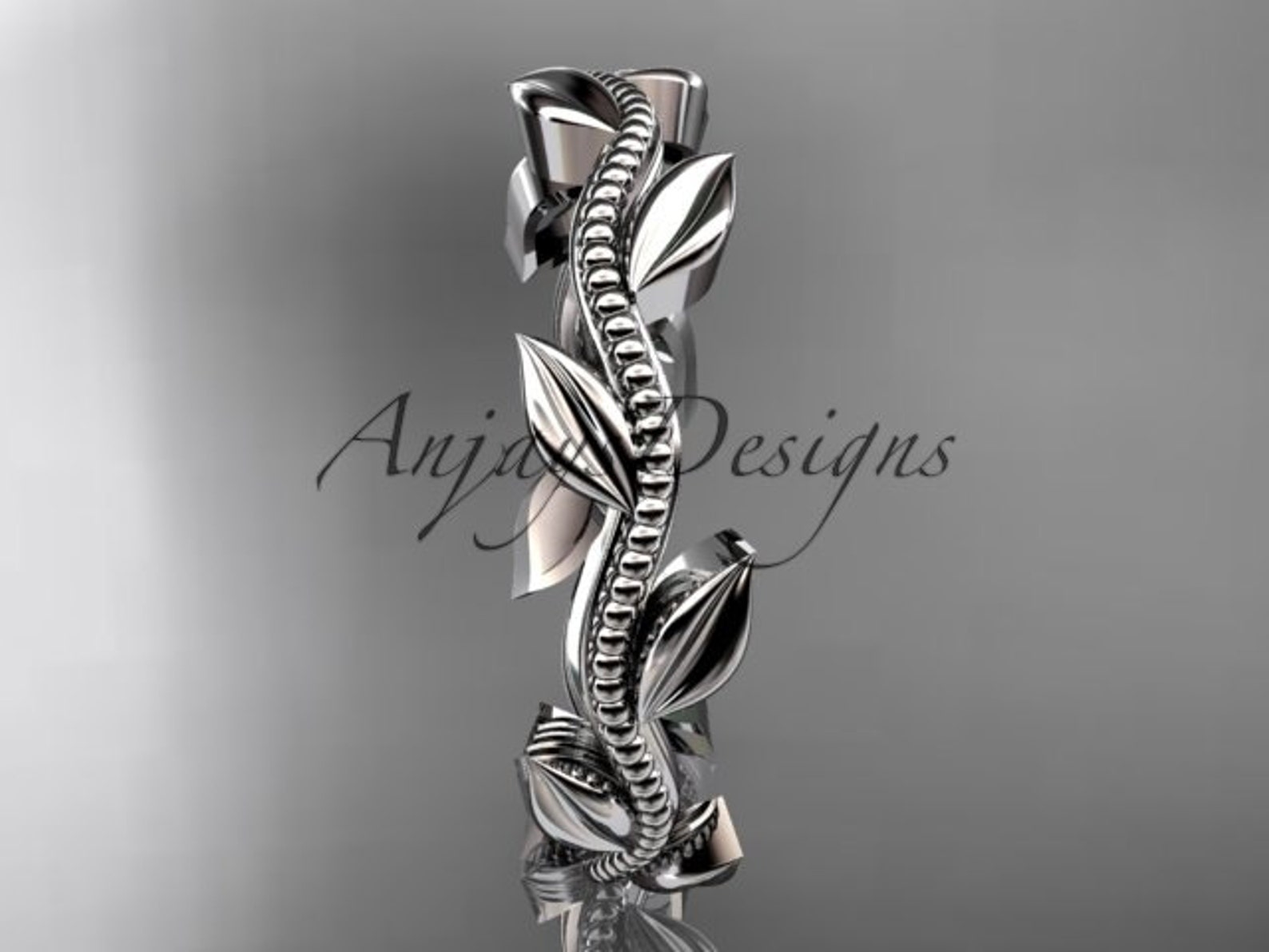 Leaf Wedding Band Vintage Leaf Band Garden Wedding 14K Solid - Etsy