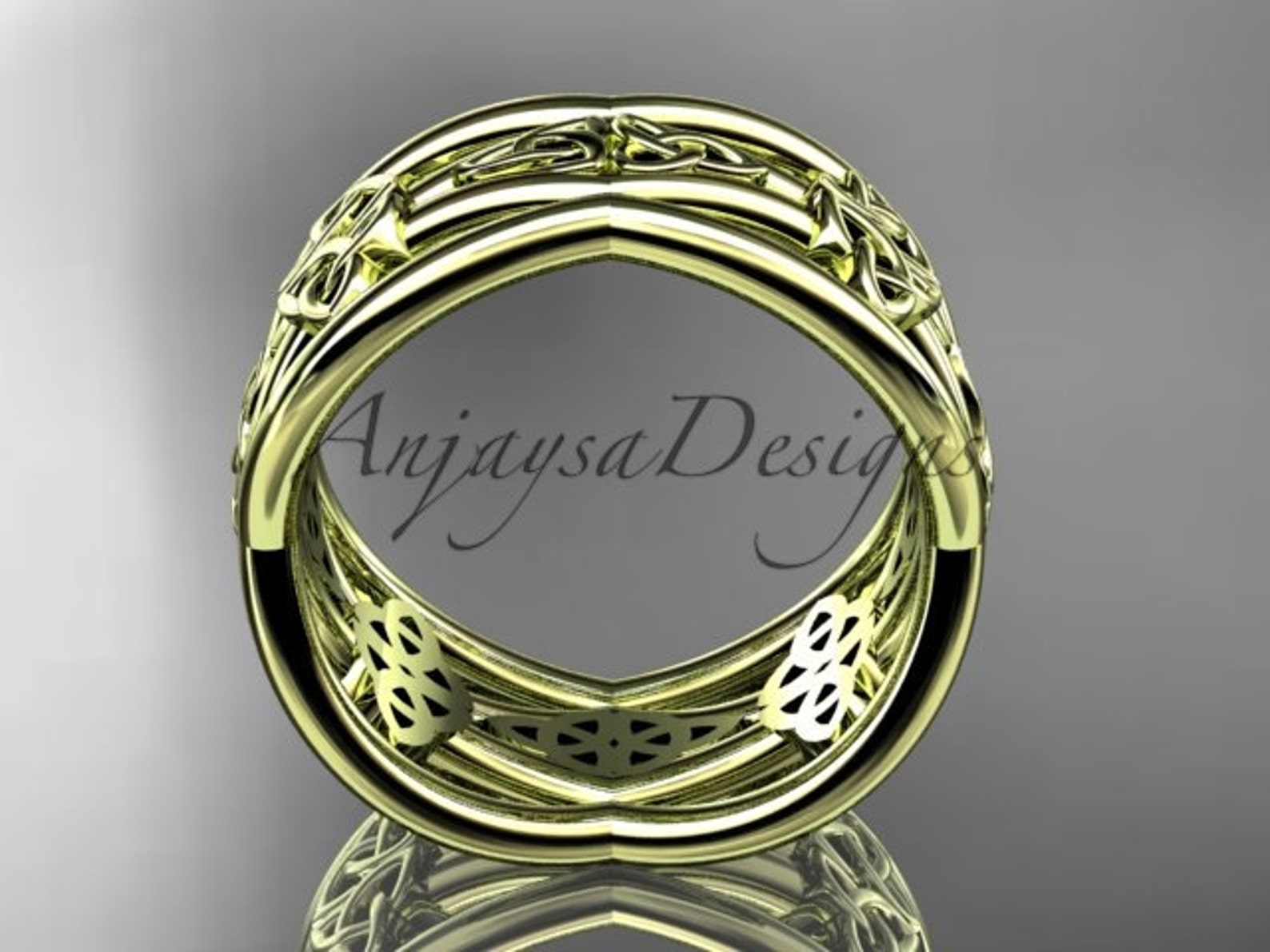 Trinity Knot Celtic Braid Engagement Band Solid Gold 14k | Etsy