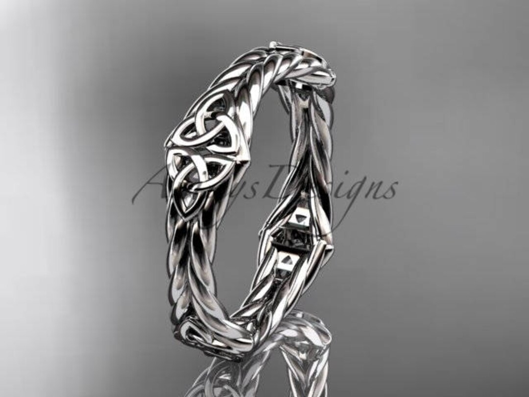 Rope 14k White Gold Celtic Trinity Knot Wedding Band - Etsy