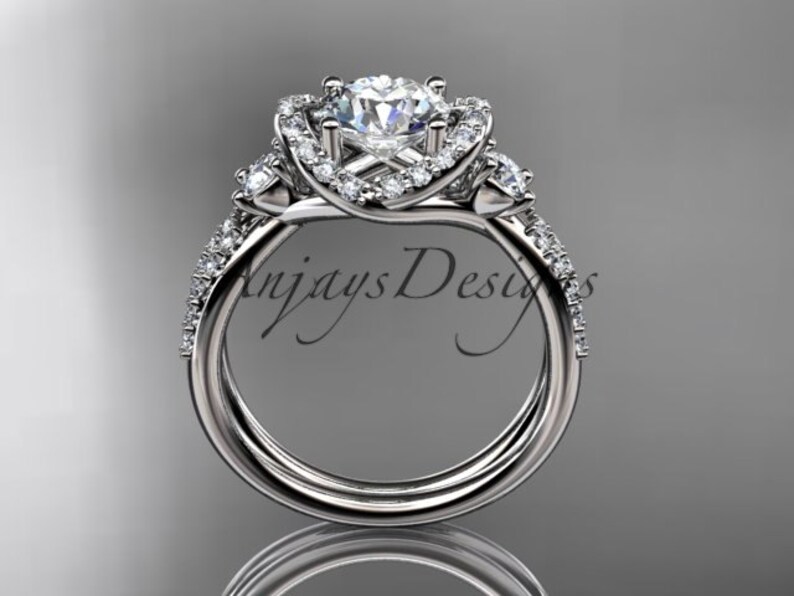 14kt White Gold Diamond Unique Engagement Ring Wedding Ring - Etsy