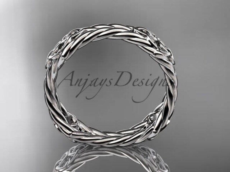 Rope 14k White Gold Celtic Trinity Knot Wedding Band | Etsy