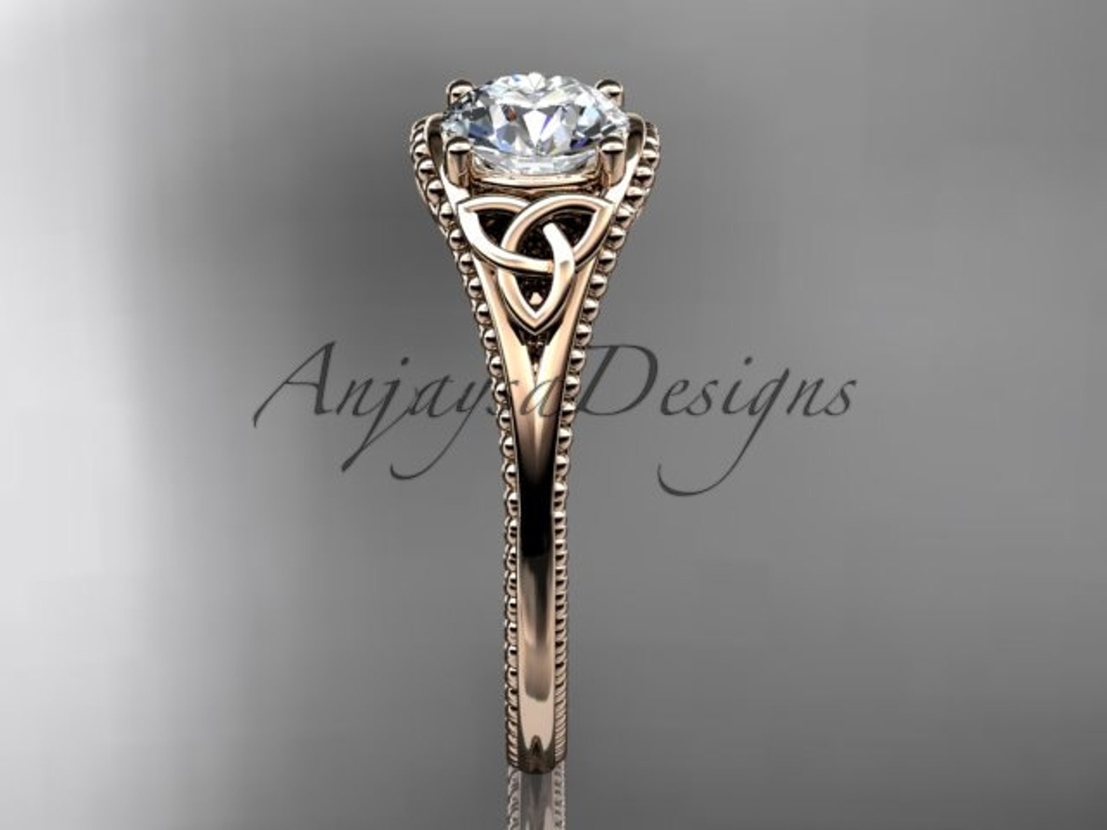 Celtic Engagement Ring 14k Rose Gold Ring Celtic Design Woman - Etsy