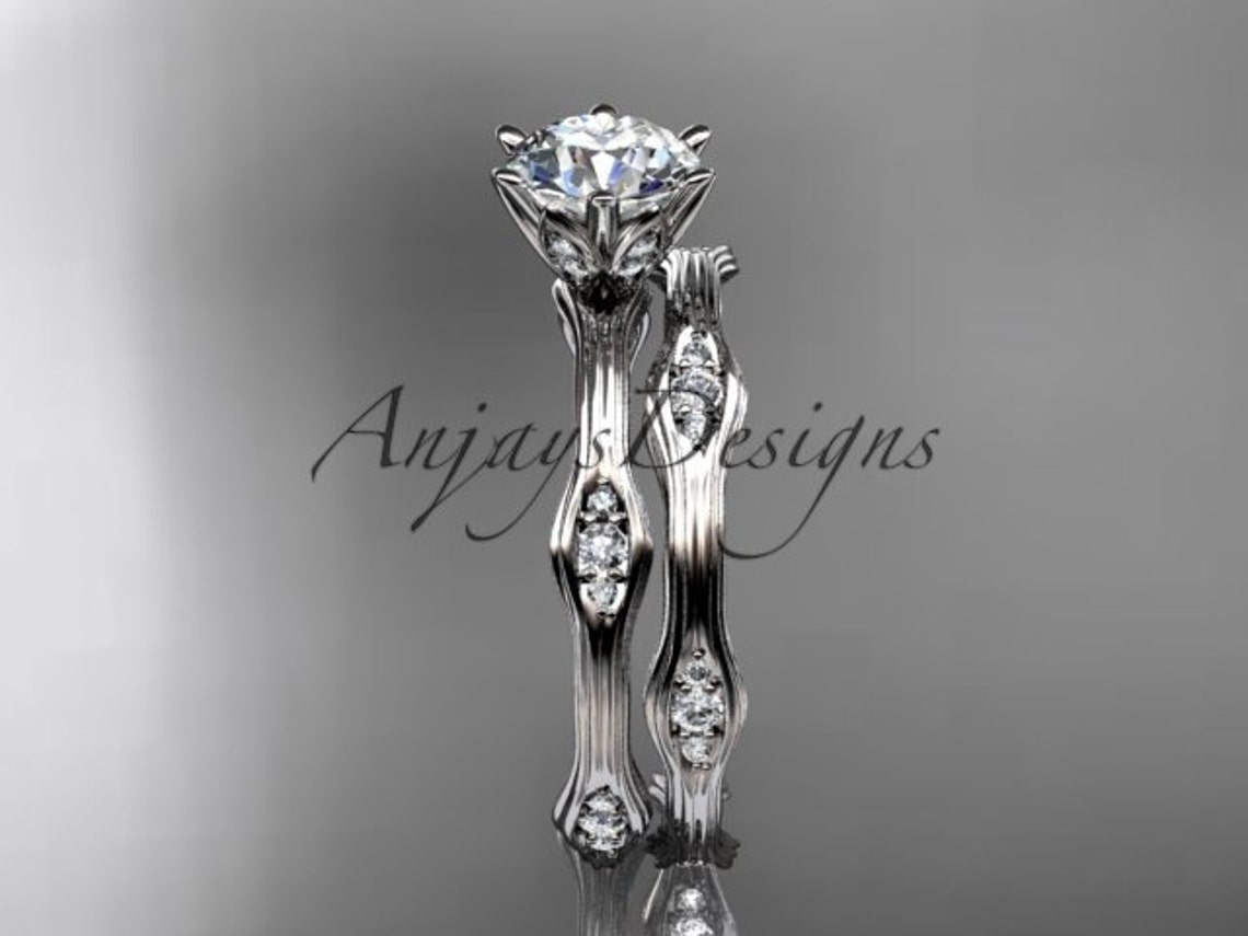 Unique Wedding Ring 14kt White Gold Diamond Wedding Ring | Etsy