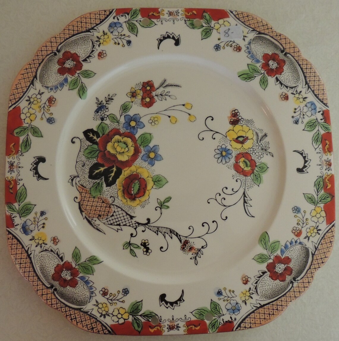 COLORFUL CAKE PLATE Vintage Hand-painted 10.5" Plate for Table or Wall ...