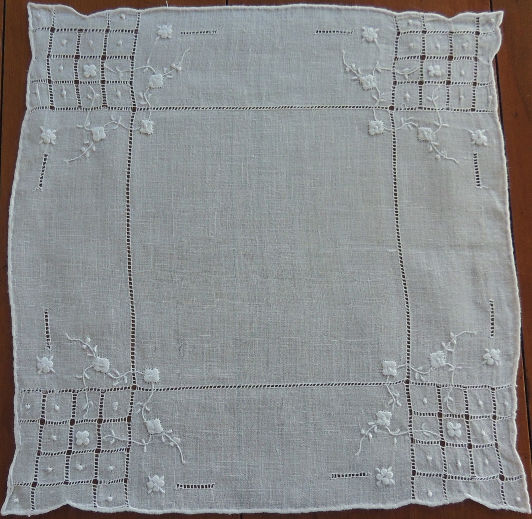 TRADITIONAL WEDDING HANKY Soft Vintage White Linen With Drawn Work ...