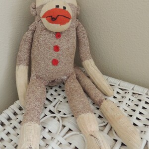 FUNKY MONKEY Vintage SOCK Monkey 19" Long Well-loved Midcentury Soft ...