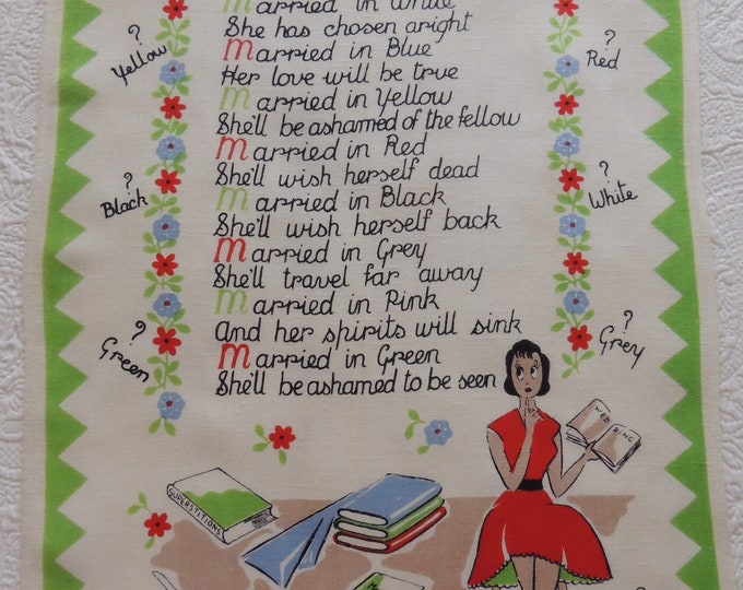 BRIDAL DRESS POEM Fun Vintage what to Wear Poem Irish Linen Wall ...