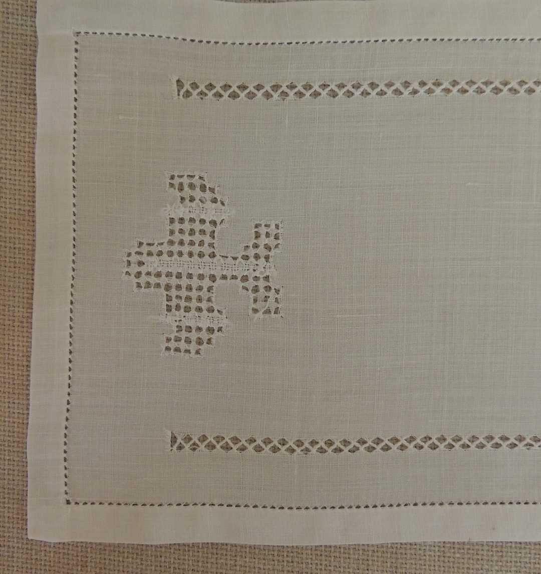 AIRPLANE DOILY Rare Filet Lace Doily 6.25" by 12.75" Drawnwork and ...