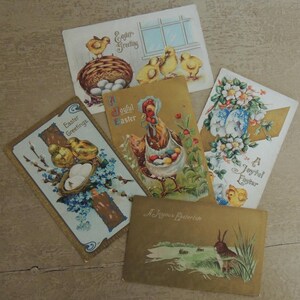 5 ANTIQUE EASTER CARDS Never Used Early 1900s Wonderful Designs With ...