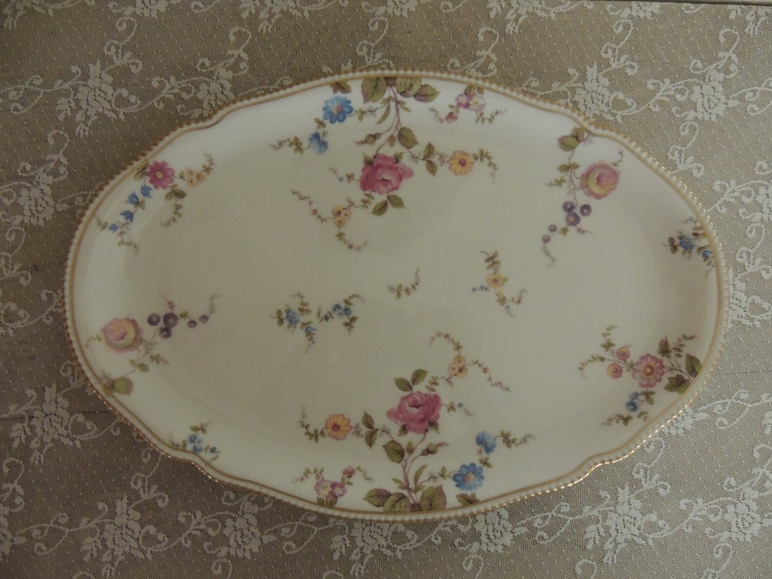 SUNNYVALE 16" PLATTER by Castleton (USA) so Lovely Florals on Ivory ...