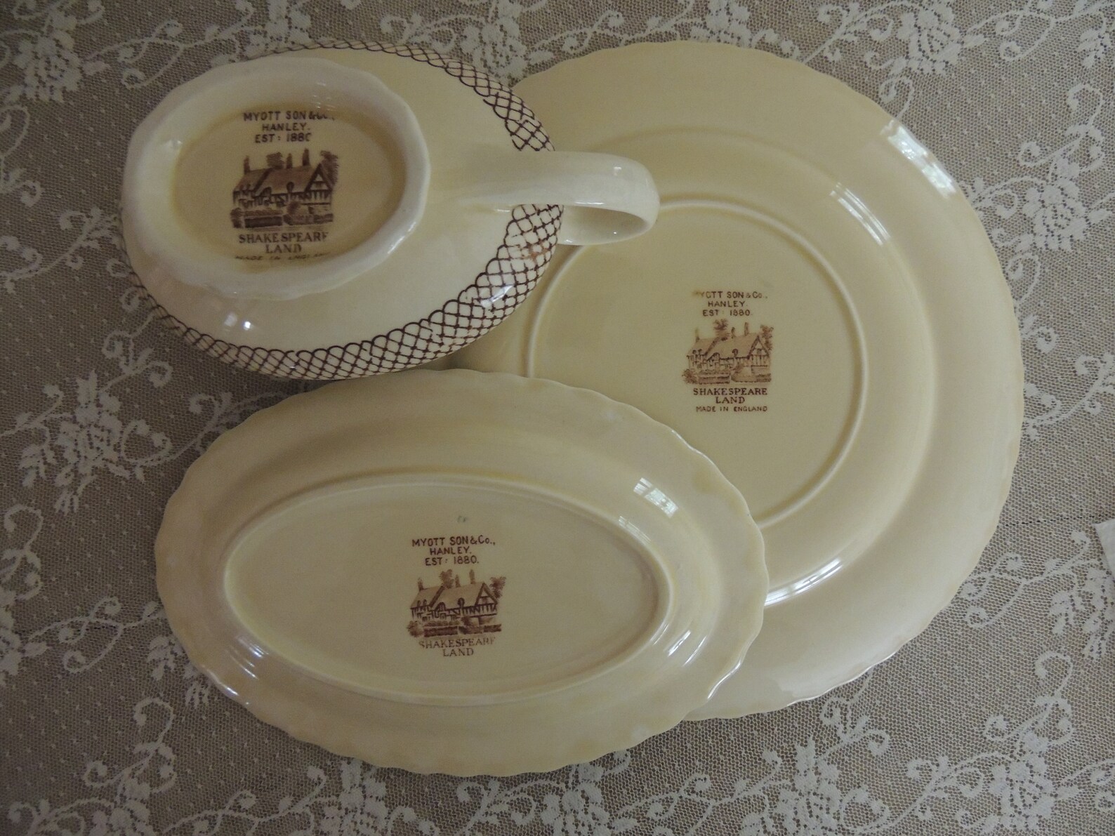 3 SHAKESPEARE LAND Vintage Pieces by Myott & Sons English Pottery ...