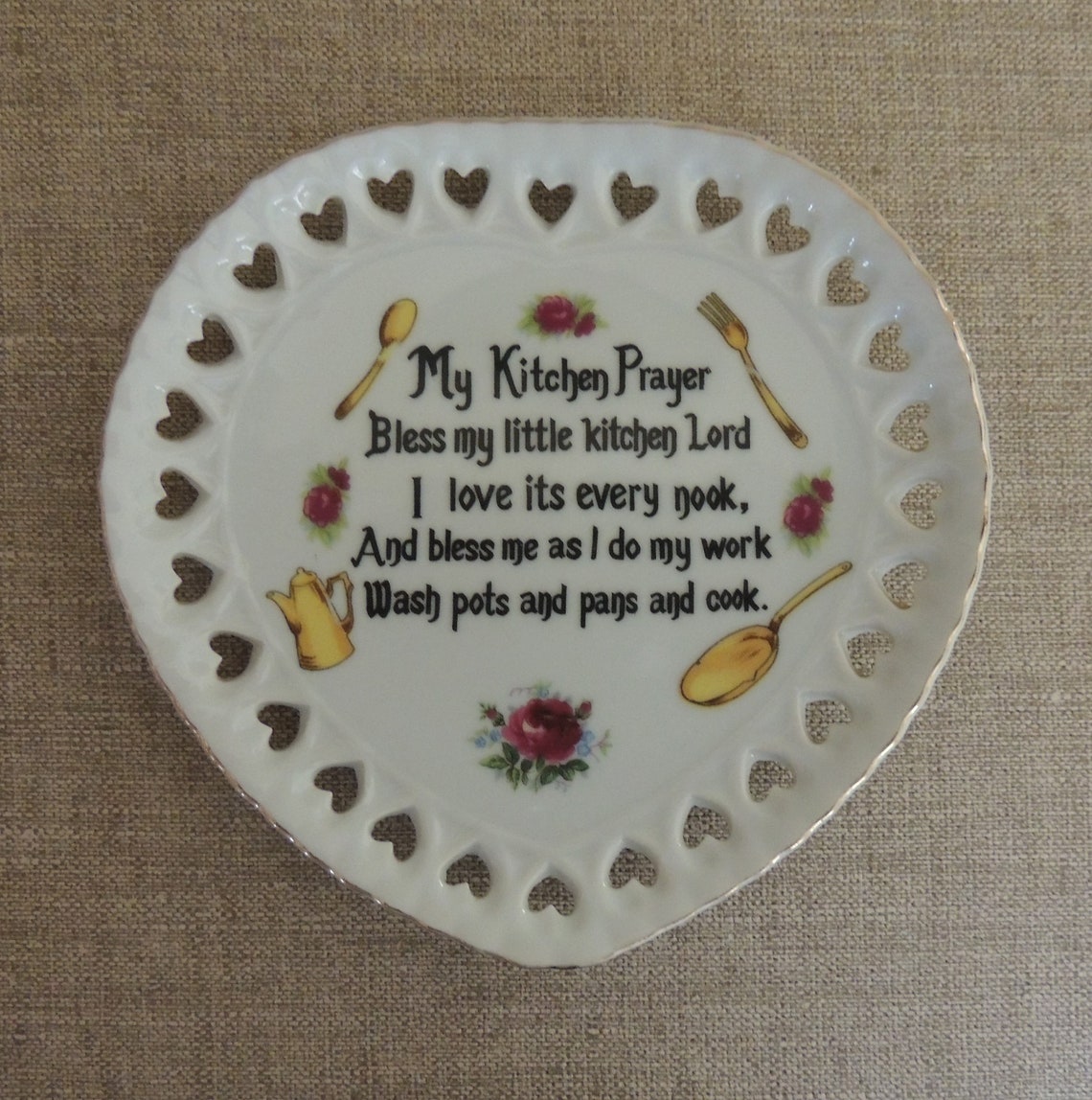 KITCHEN PRAYER Plate Vintage Heart-shape Ceramic Plate With - Etsy