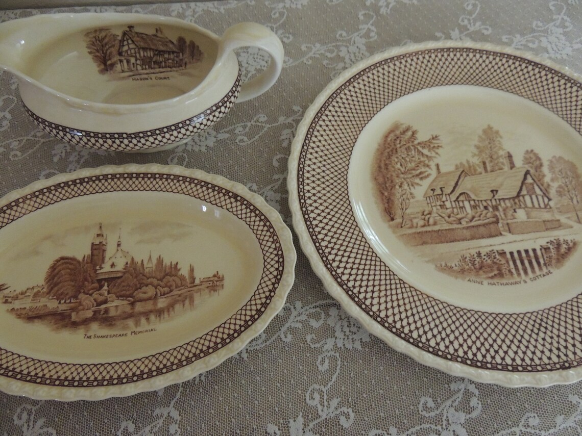 3 SHAKESPEARE LAND Vintage Pieces by Myott & Sons English Pottery ...