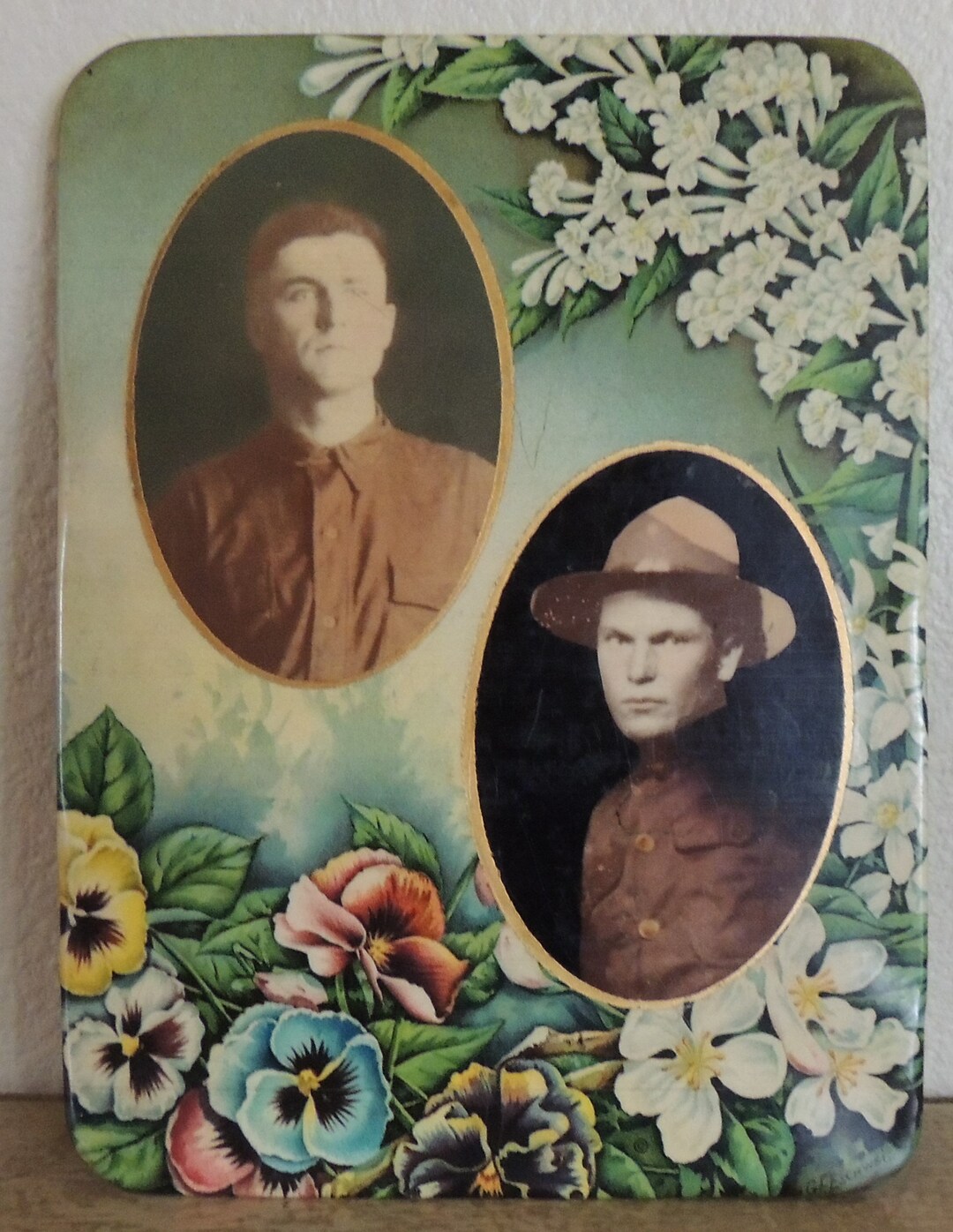 WWI SOLDIER Photo Frame Printed Metal 6" by 8" Antique Decorative Metal ...