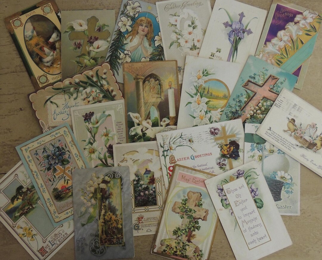 20 ANTIQUE EASTER CARDS Early 1900s Wonderful Designs, Used Postcards ...