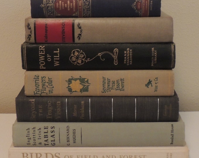 SEVEN 7 Vintage NEUTRAL & Dark Book Bundle Mid-century 10 Thick Stack ...
