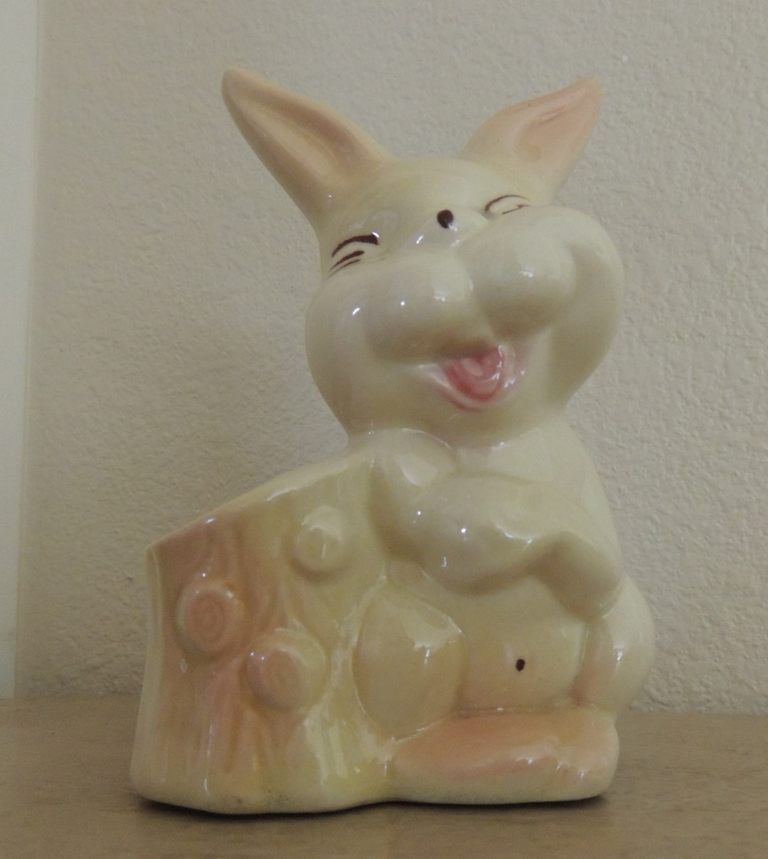 EASTER BUNNY Planter Sweet 1950s Pink and White Bunny Planter 5.25 ...