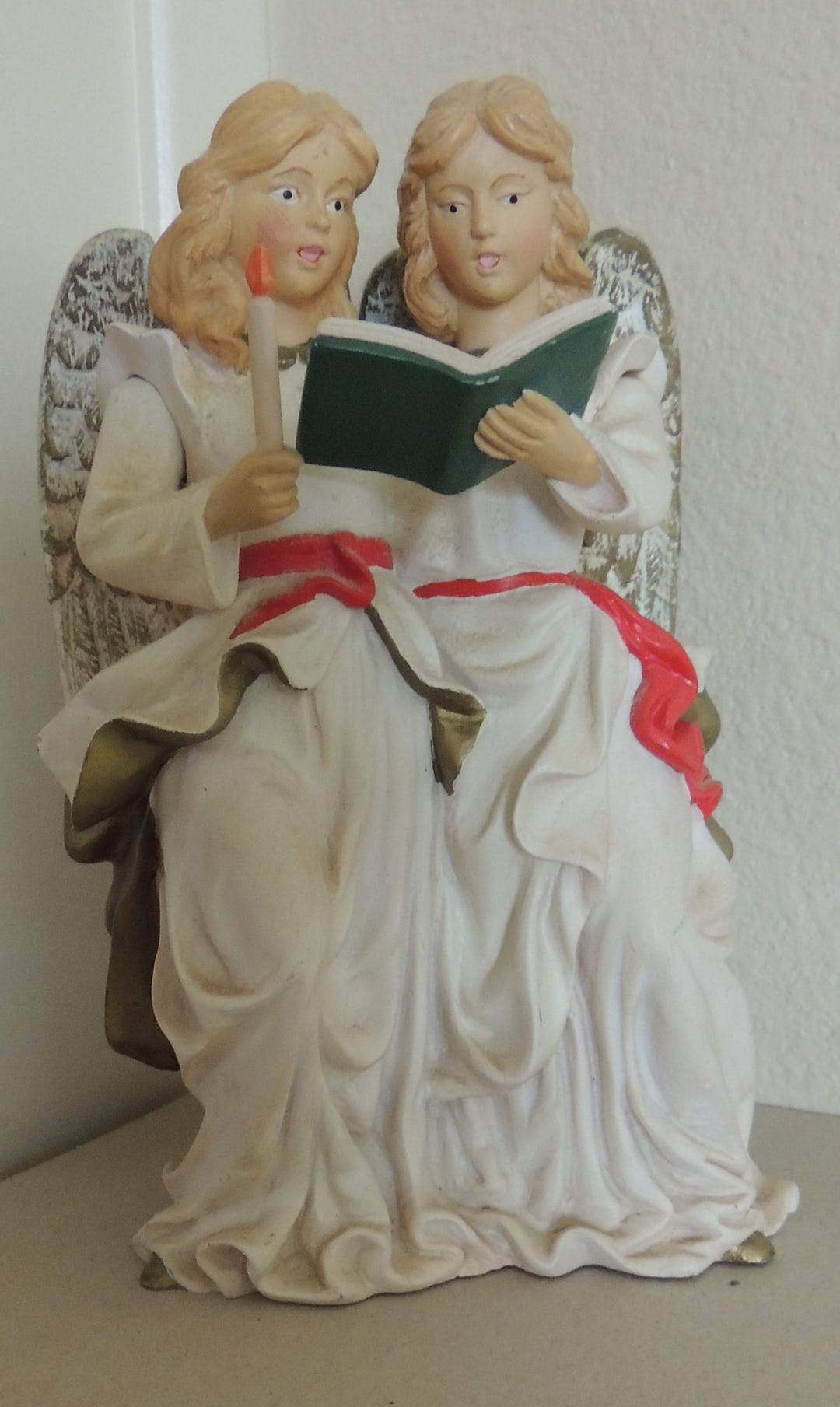 ANGEL SINGERS Vintage Resin Angel Pair 6" Tall 4" Wide Heavy, Detailed ...