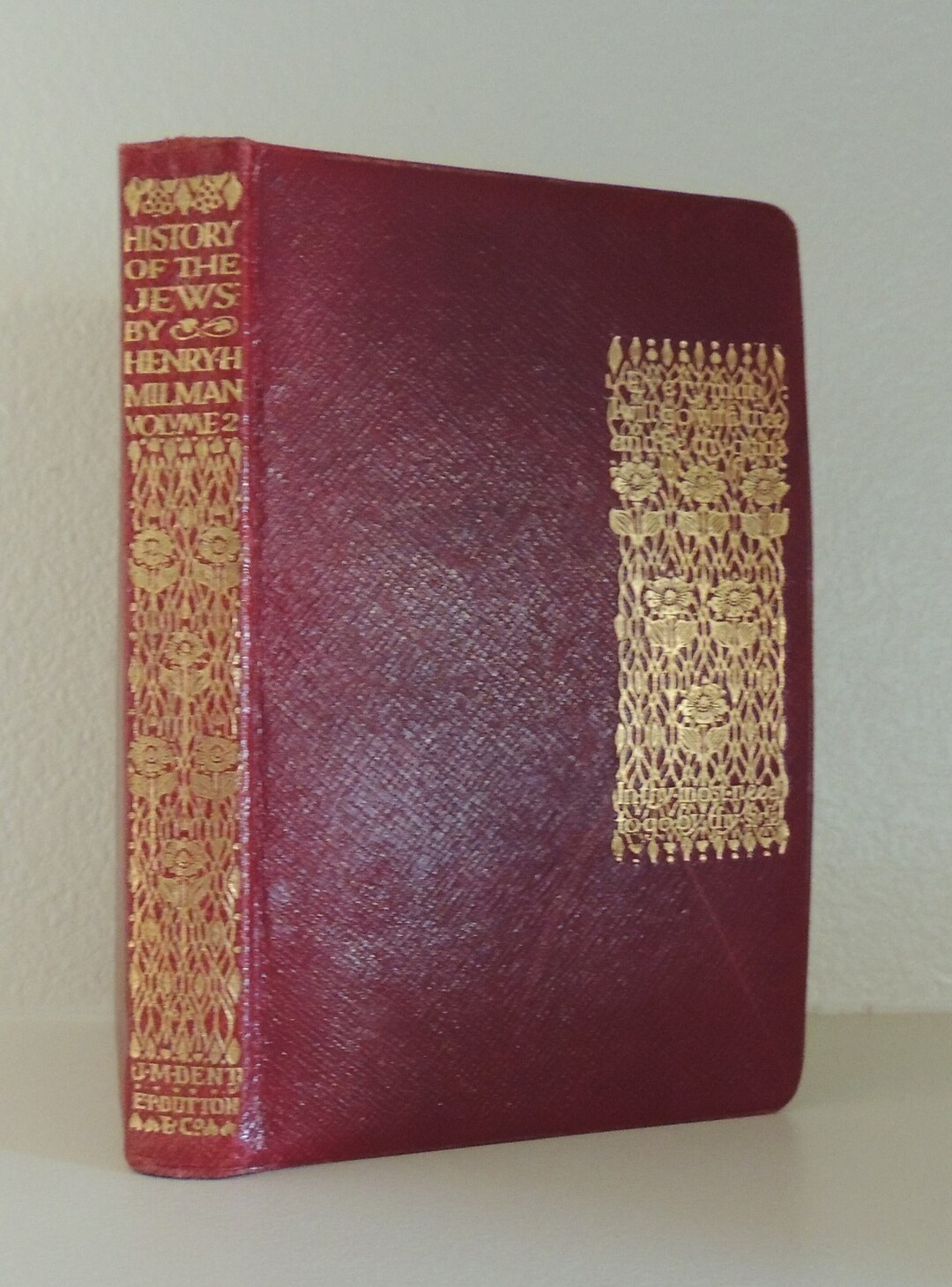 RED LEATHER Antique Book 1913 history of the Jews 4 1/4 by 6 7/8 ...