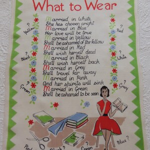 BRIDAL DRESS POEM Fun Vintage "what to Wear" Poem Irish Linen Wall ...