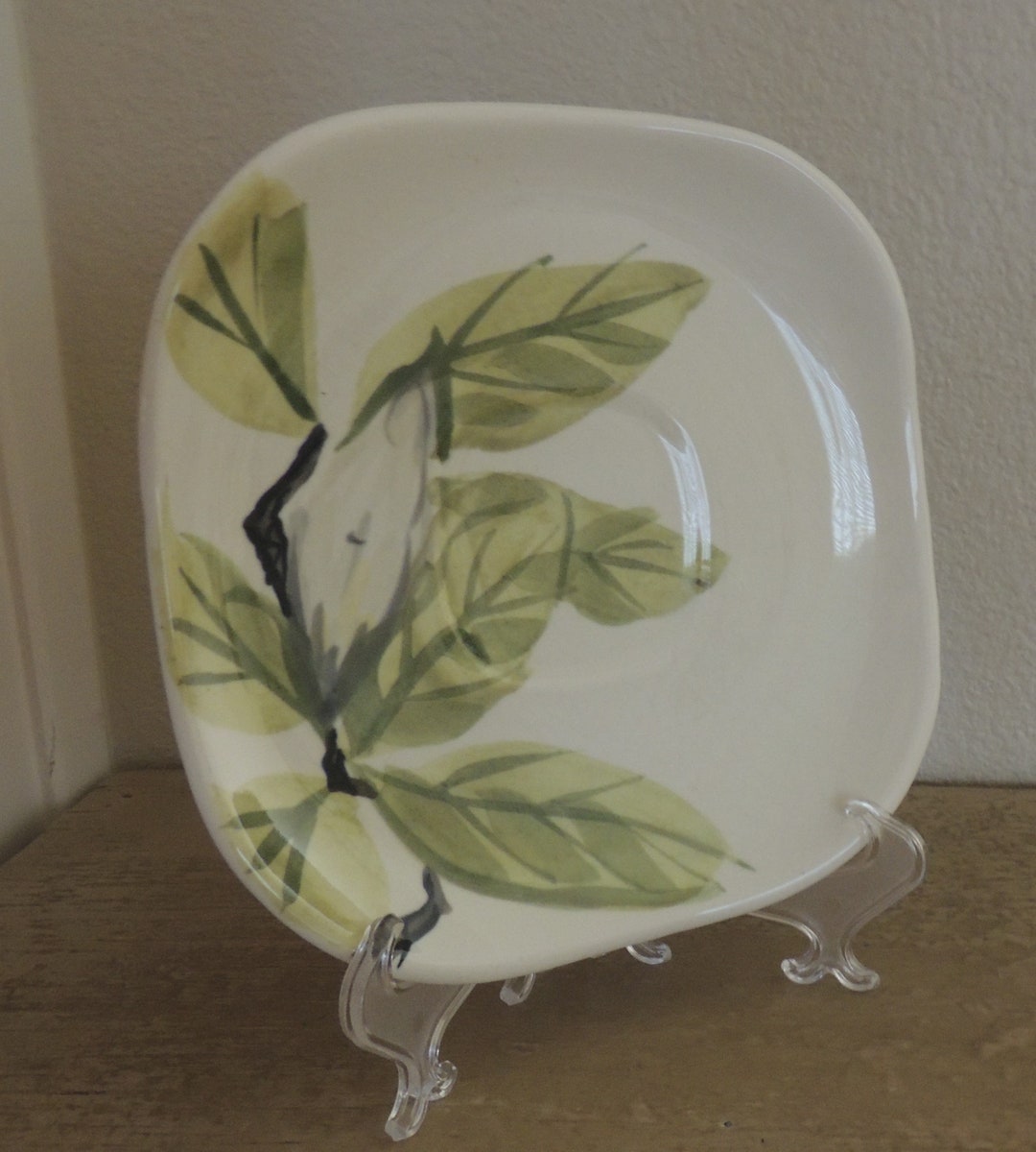 RED WING Pottery "magnolia Chartreuse" Saucer ONLY No Cup 6.25" Square ...