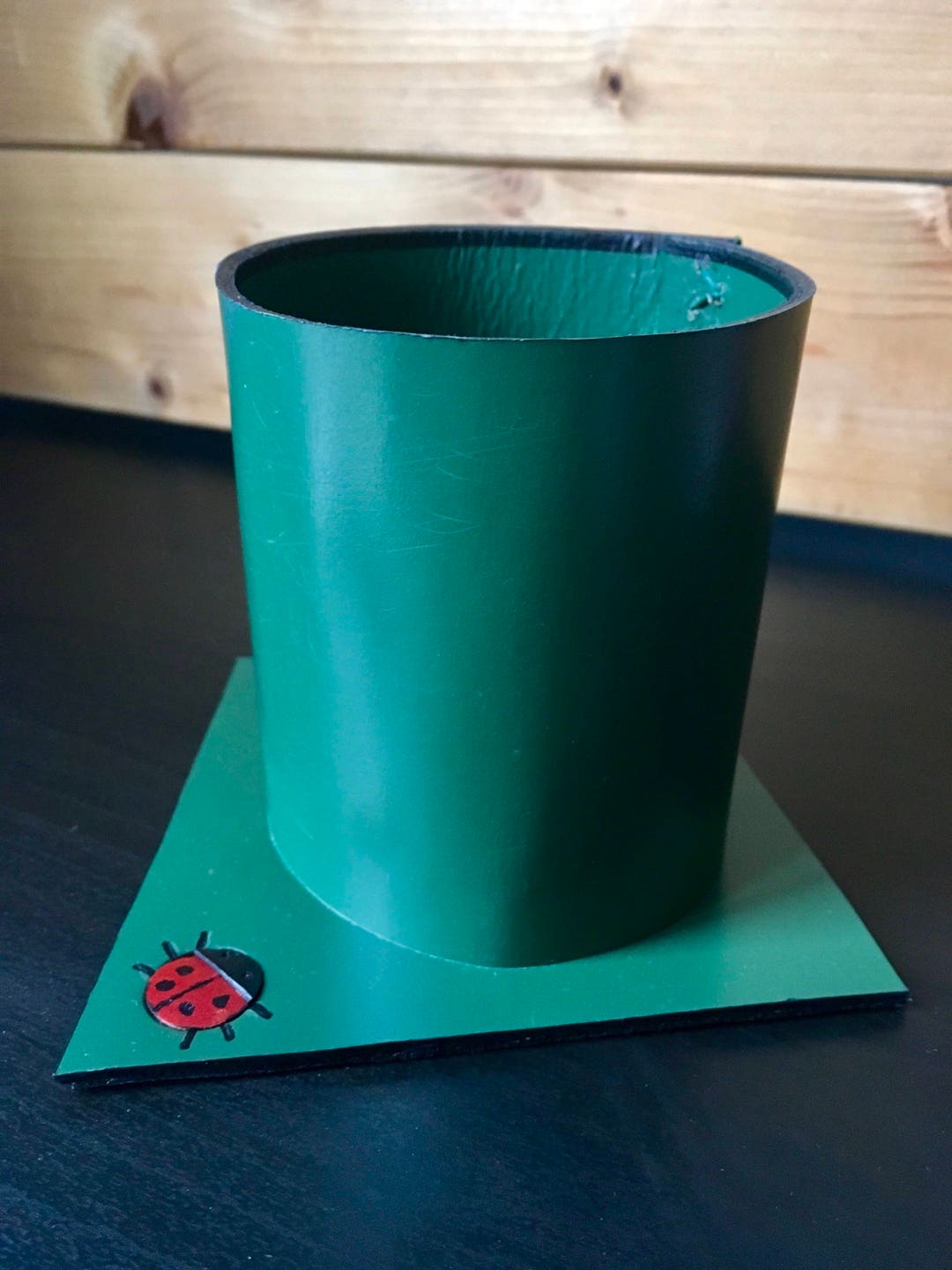 Handmade Artisan Dark Green All Leather MEDIUM Desk Tidy Pen Tidy ...