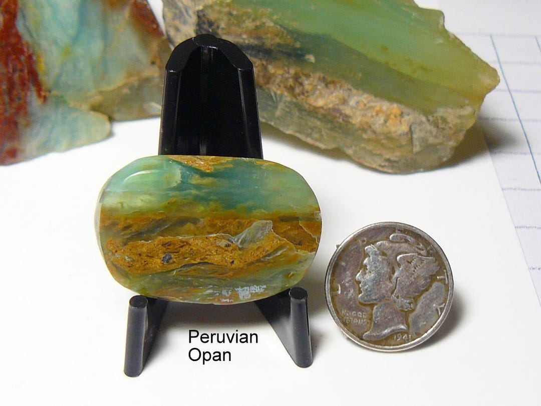 Lapidary Preformed Slab, Peruvian Picture Opal, Smooth and Shaped, 41x21x7 Mm, Natural Colors ...