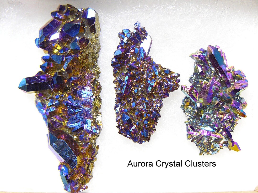 3 Aurora Azotic Crystal Clusters, Natural Quartz From Arkansas, Lab ...