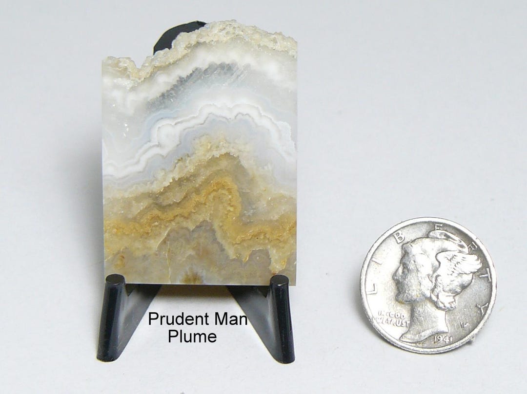 Lapidary Slab, Rare Prudent Man Plume With Crystal Top, Unique Stone ...