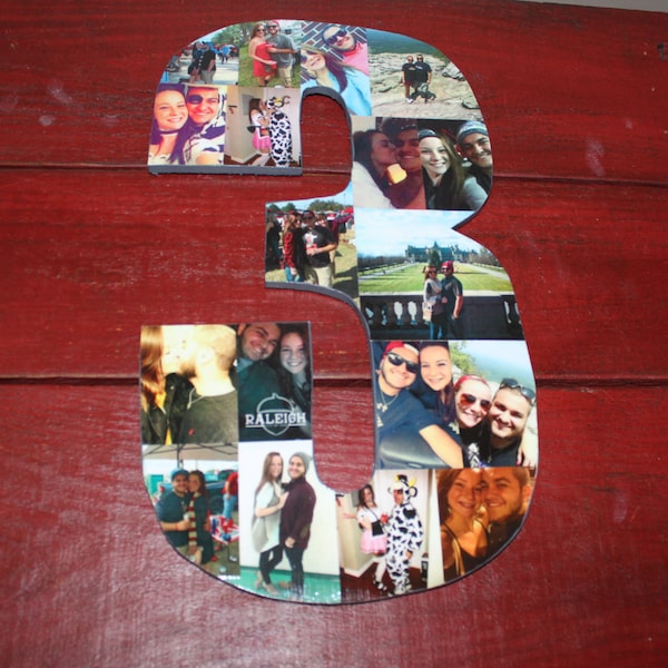 Wooden Number Photo Collage - Etsy