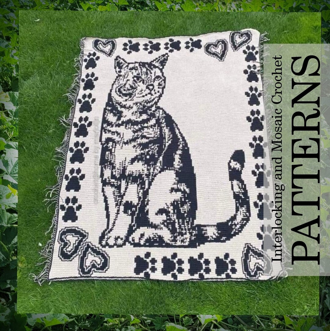 Comfort Cat, Crochet Pattern: Interlocking & Mosaic Techniques (PDF) - Etsy