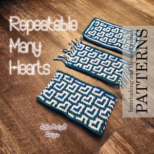 Repeatable Many Hearts Crochet Patterns & Charts for Interlocking ...