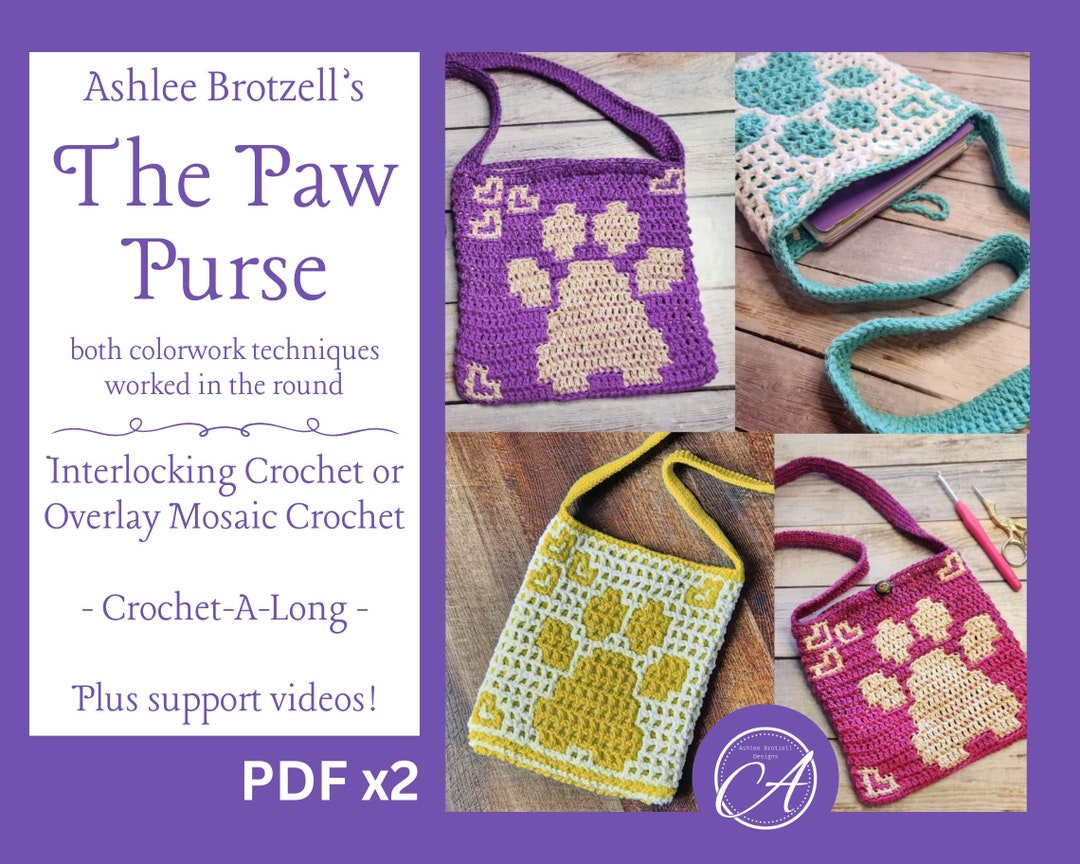 Paw Purse Crochet-a-long Pattern: Interlocking & Overlay Mosaic (PDF ...