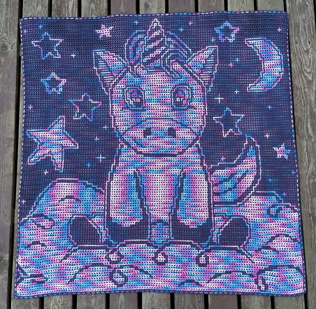 Crochet Pattern: Goodnight, Unicorn Interlocking locked Filet Mesh ...