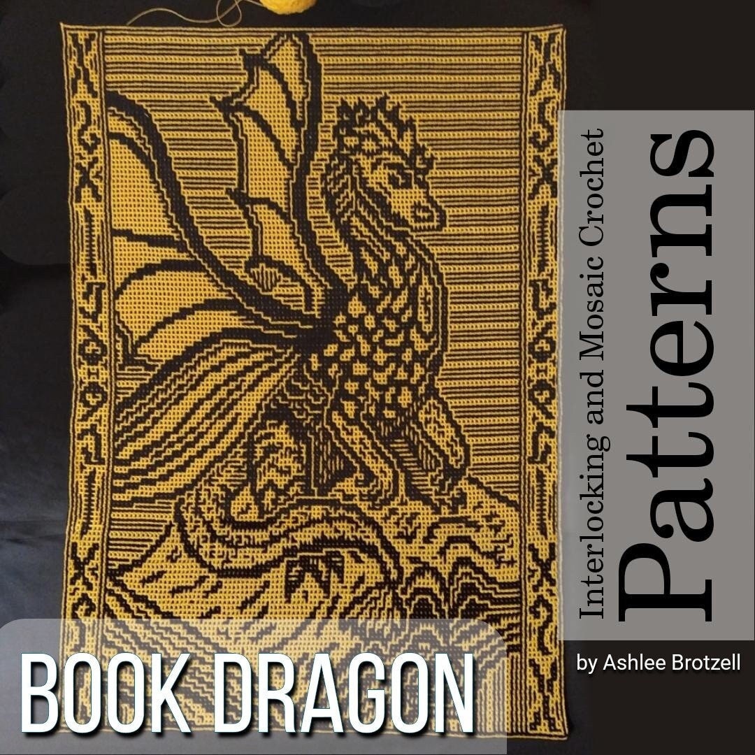 Book Dragon, Crochet Pattern: Interlocking & Mosaic Techniques (PDF) - Etsy