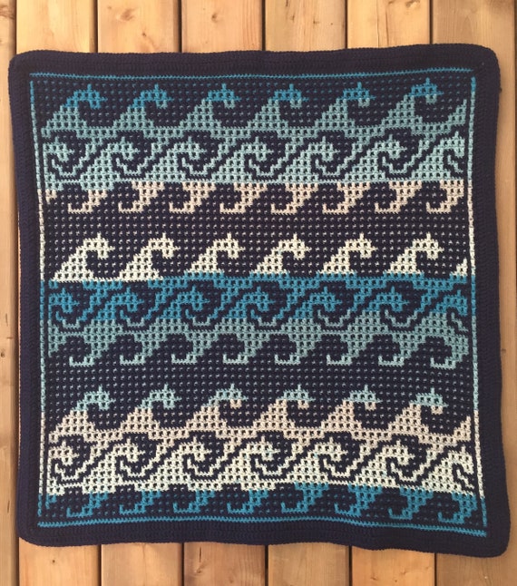 Crochet Pattern: All the Waves Interlocking locked Filet - Etsy