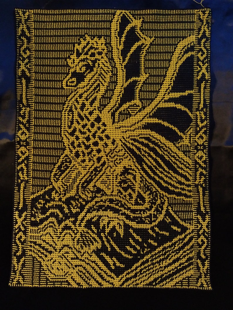 Crochet Pattern: Book Dragon Interlocking locked Filet Mesh - Etsy Canada
