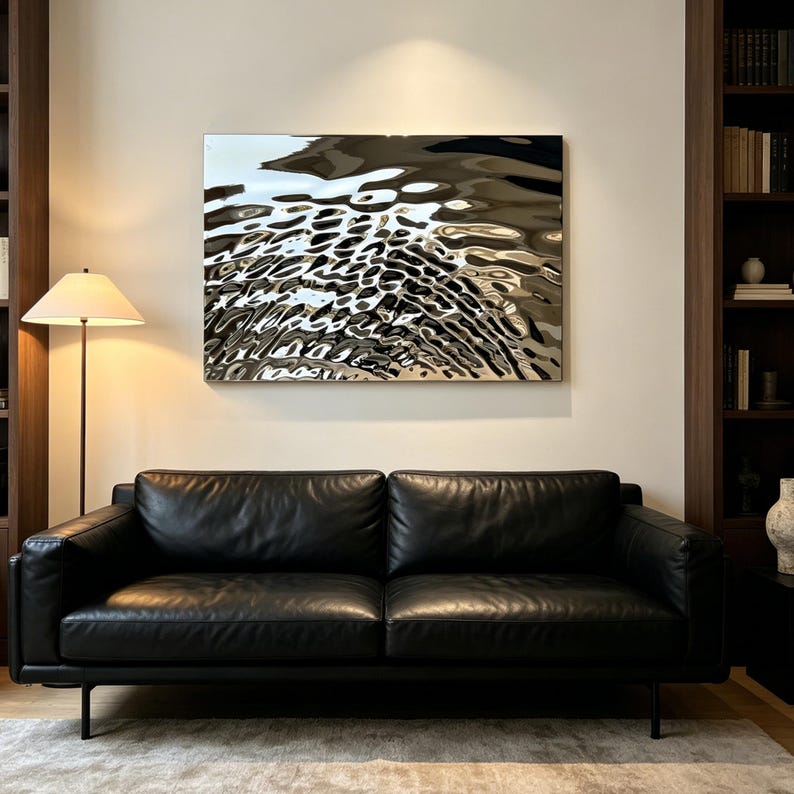 Reflective Metal Water Ripple Wall Art, Handmade Abstract Sculpture ...